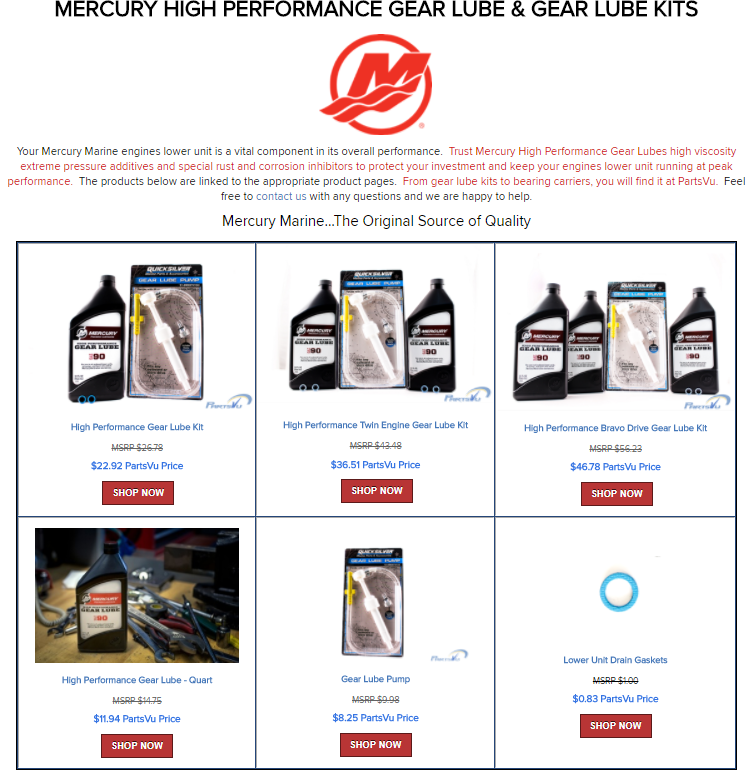 Mercury High Performance Gear Lube & Gear Lube Kits – PartsVu